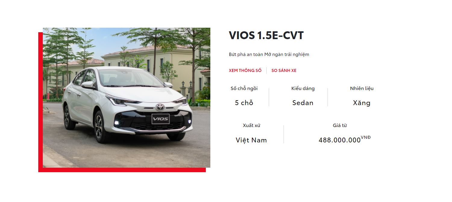 TOYOTA VIOS 1.5E CVT - TOYOTA VĨNH PHÚC